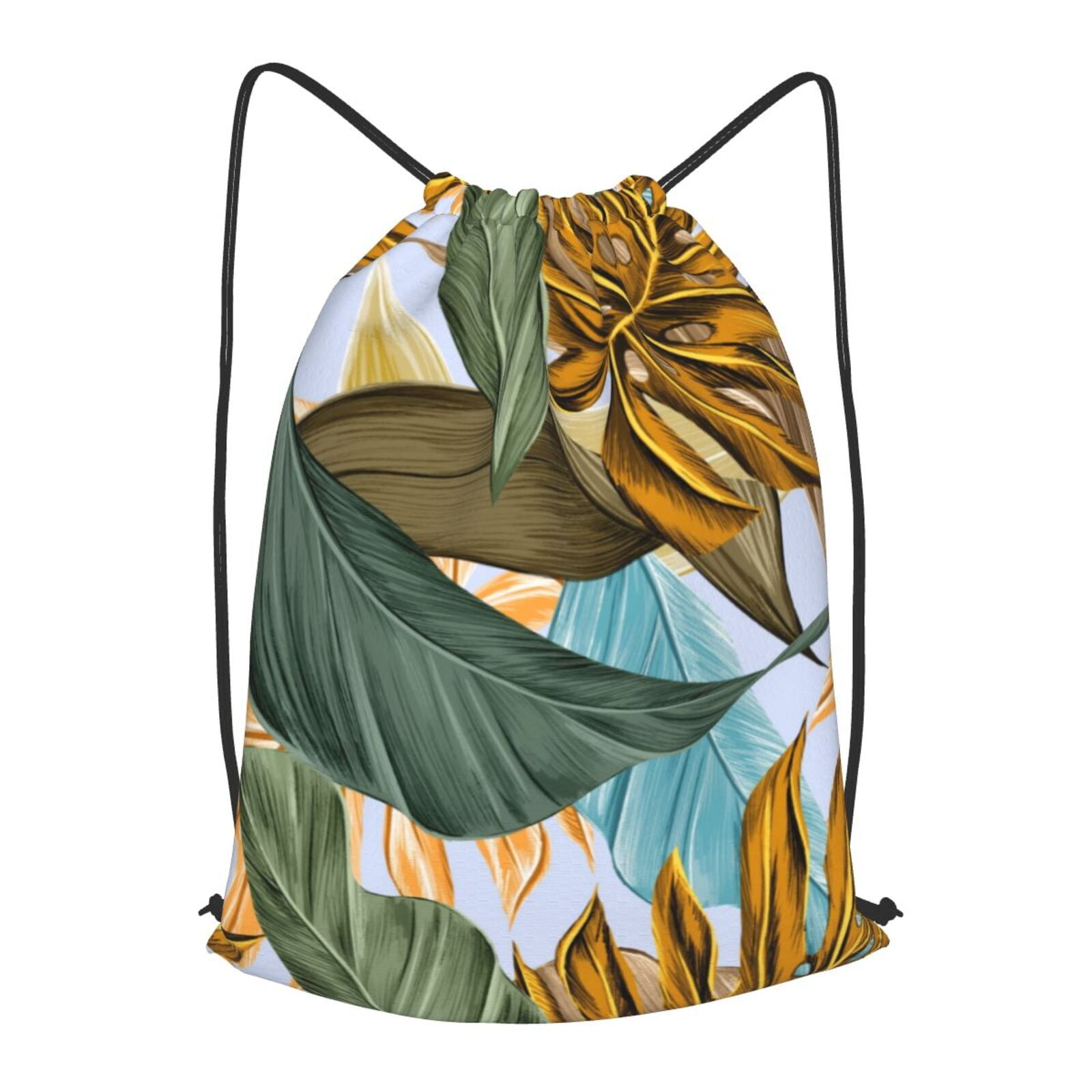 XMXT Waterproof Gym Bag, Yellow Tropical Jungle Print Drawstring ...