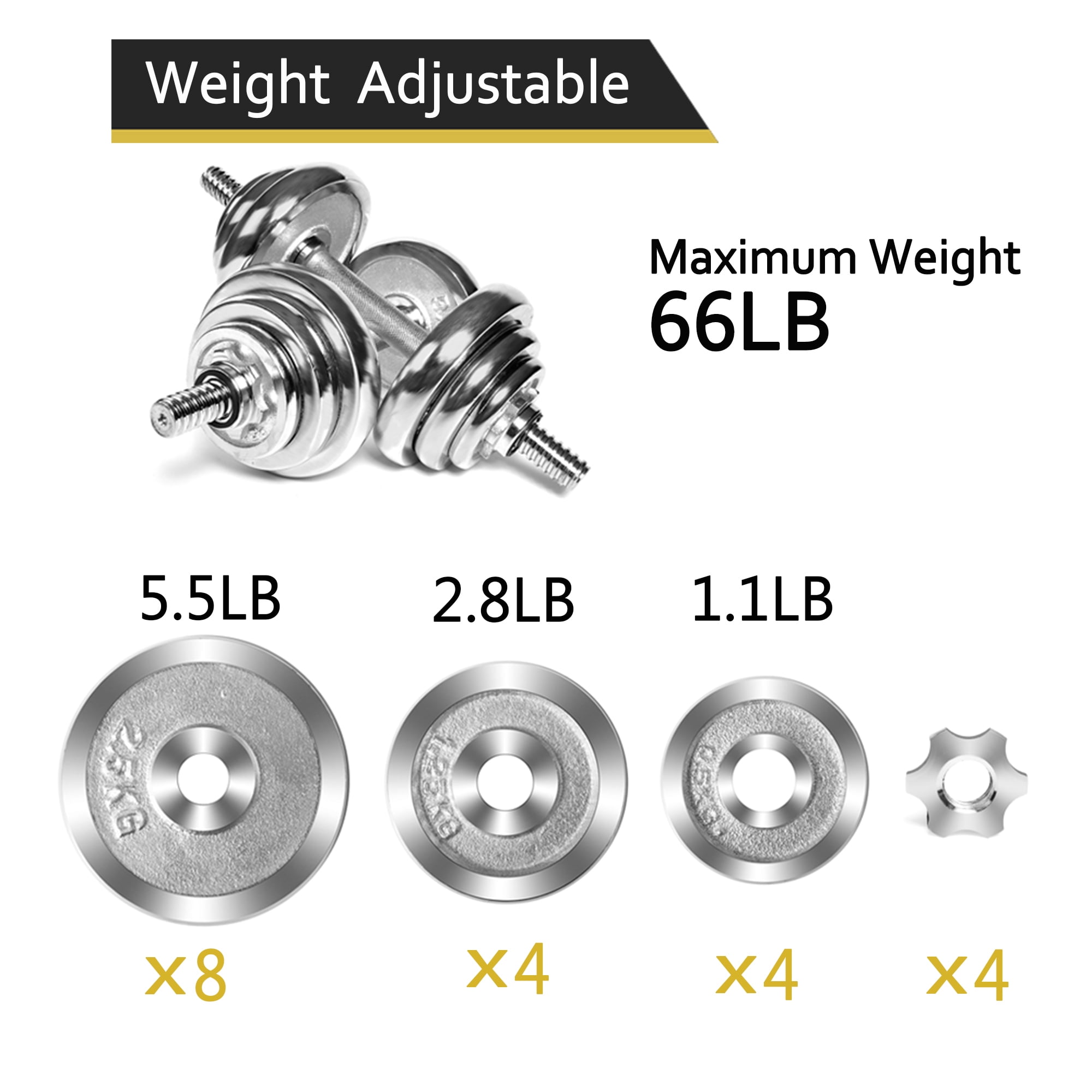 30KG Adjustable Dumbbell Bar Set Weights for Weight Lifting Fitness ...