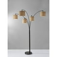 Adesso Trinity 5-Arm Arc Lamp Antique Bronze and Burlap Fabric Shade ...