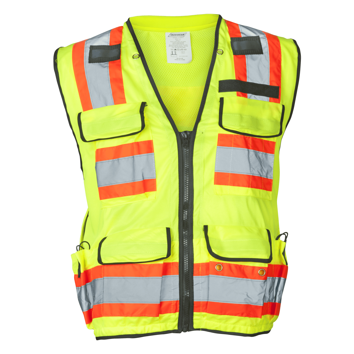 Ironwear 1278 Class 2 Flame-Retardant Safety Vest w/ Zipper & Radio ...