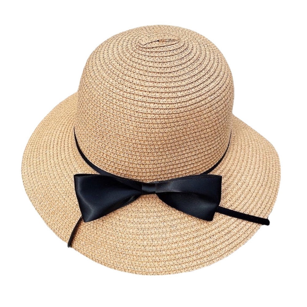 56-58 cm hat circumference female bow straw hat summer big brim sun hat ...