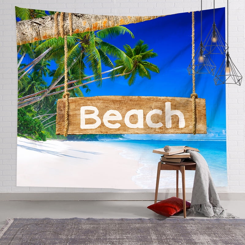 Tropical Island Backdrop Window View Coconut Trees Sea Waves Beach ...
