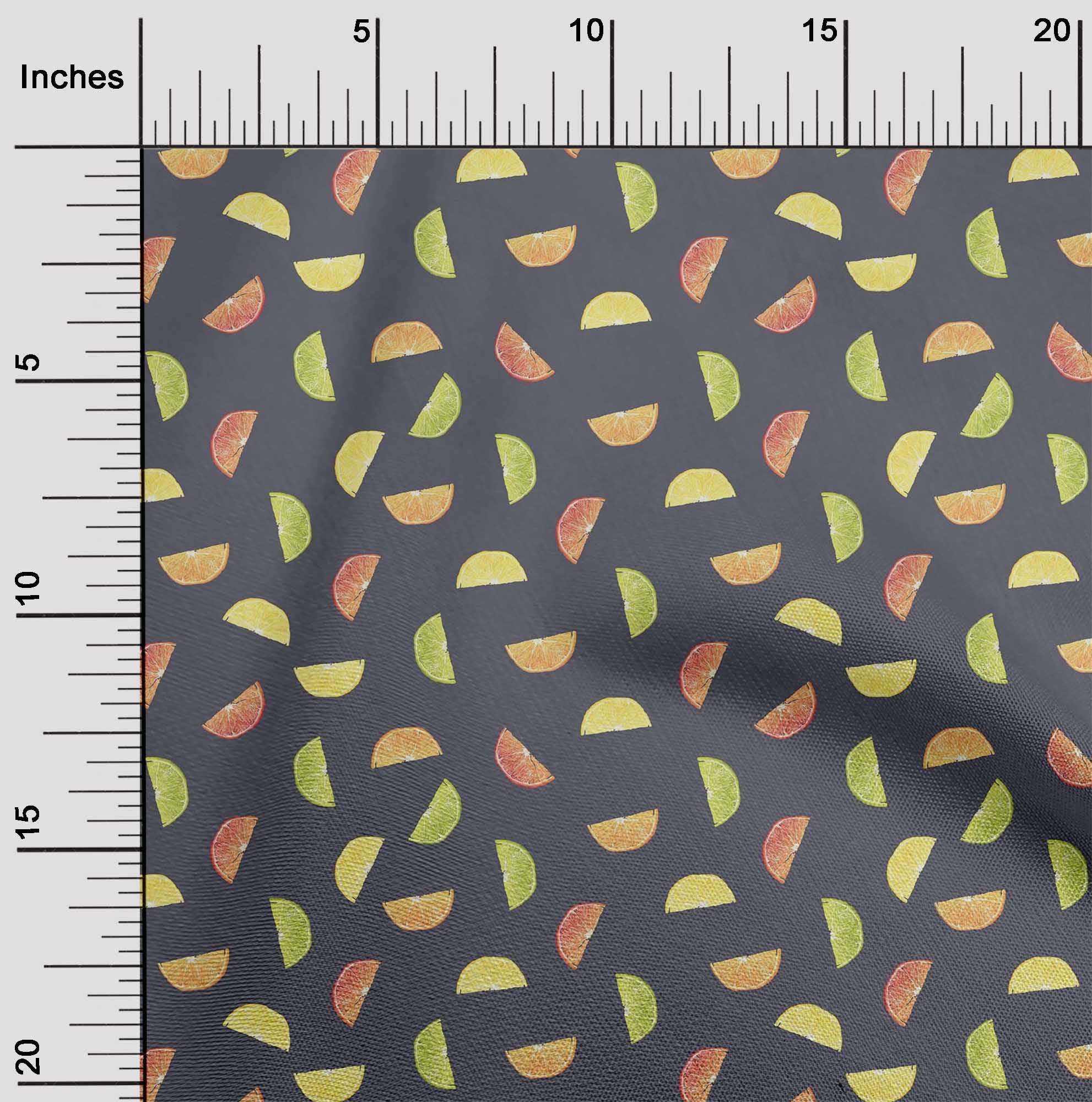 oneOone Organic Cotton Voile Fabric Lemon Slice Vegetable Print Fabric ...
