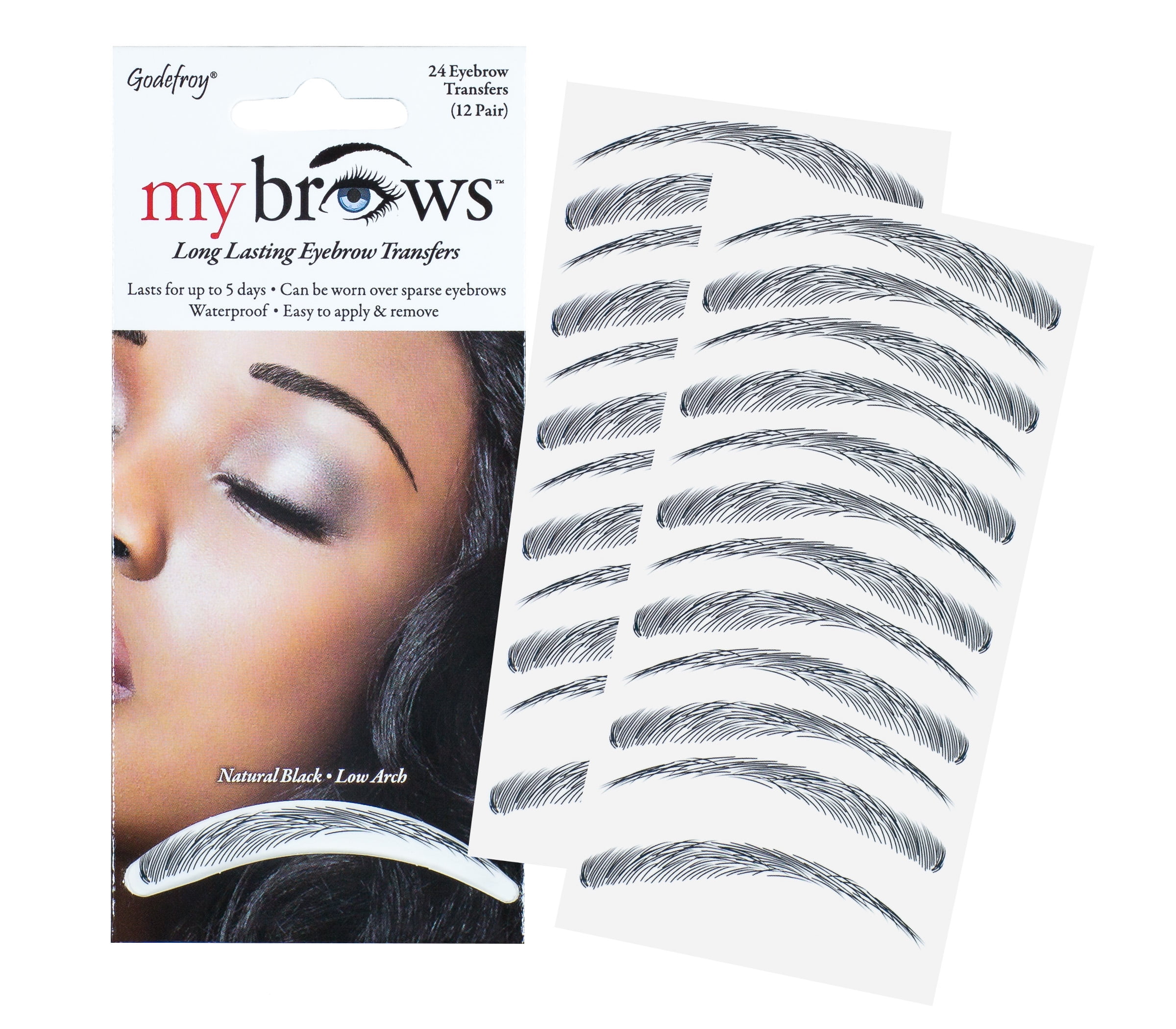Godefroy My Brows Temporay Eyebrow Transfers, Low Arch-Natural Black ...