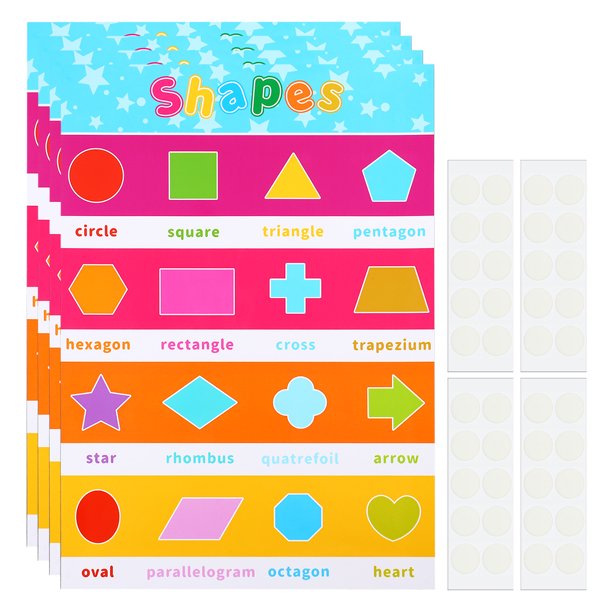 4pcs Shapes Chart, 11x17inch Shapes Chart Poster Color Shapes Tables ...