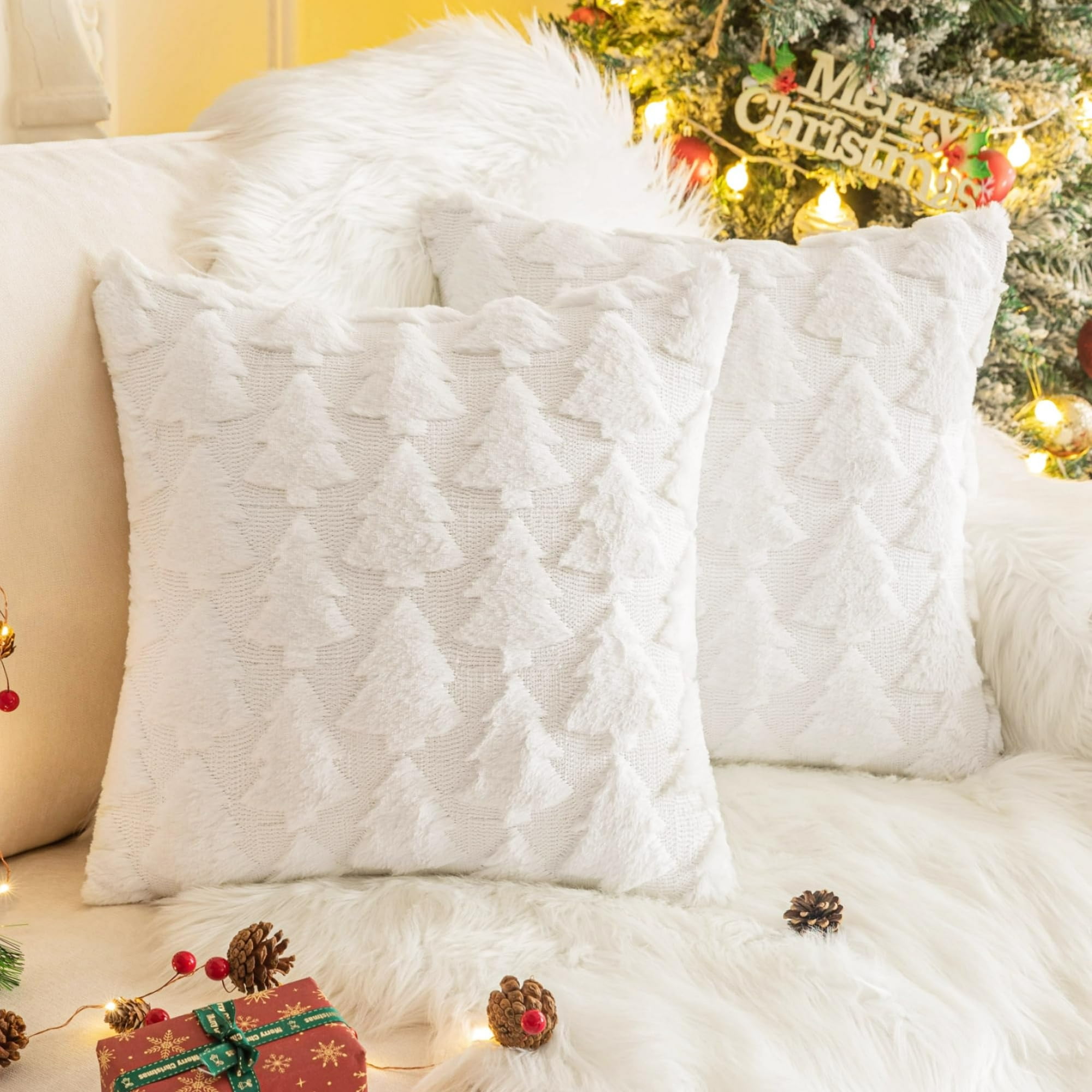Click here for Aqothes Set Of 2 Christmas Tree Throw Pillow Cover... prices