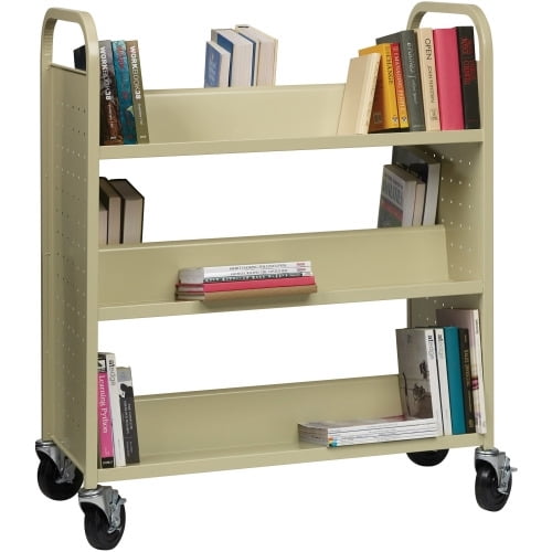 Lorell Double Sided Book Cart 6 Shelf 200lbs Capacity 5" Caster Size ...