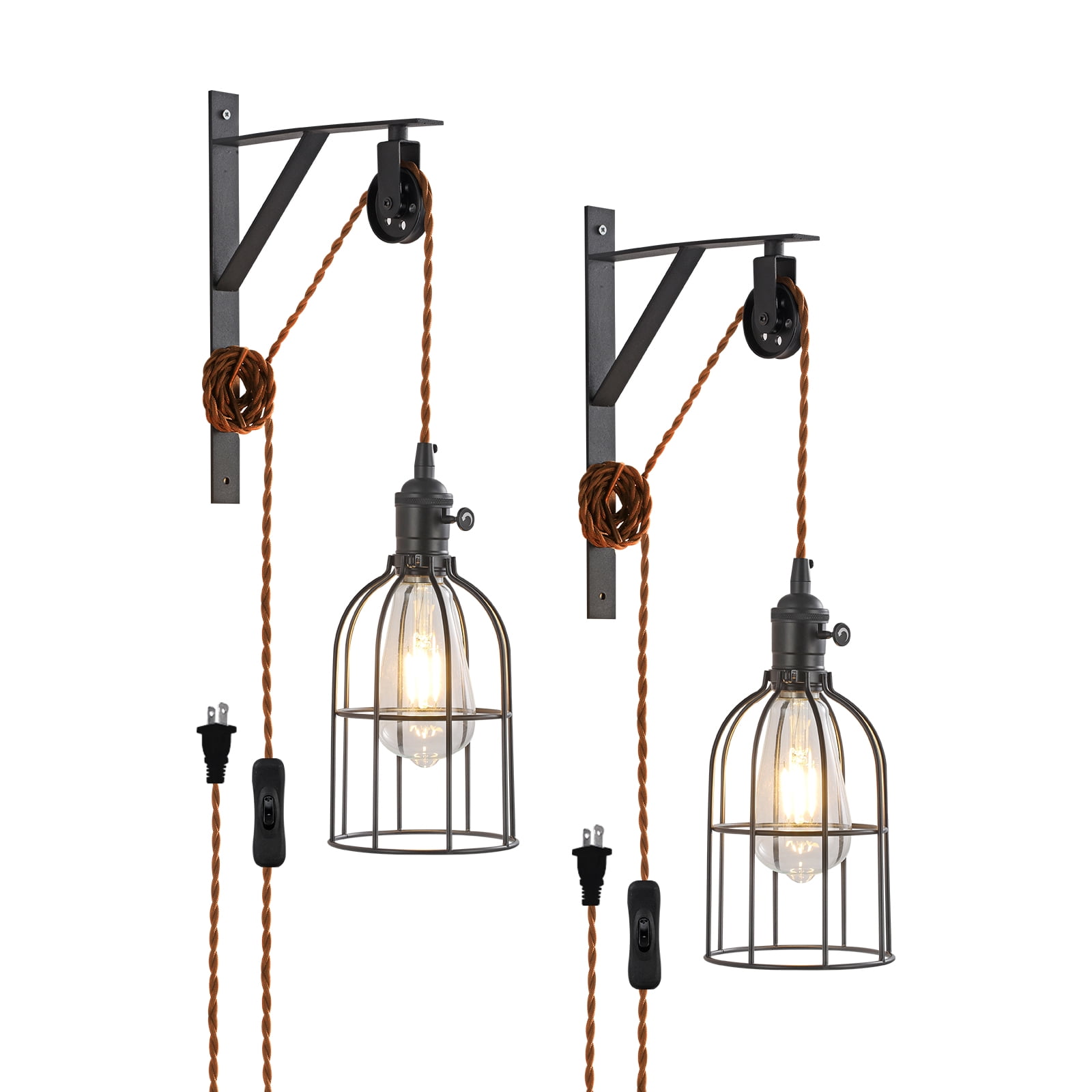 Click here for Keesfu Farmhouse Plug-In Wall Sconces With 2-Light... prices