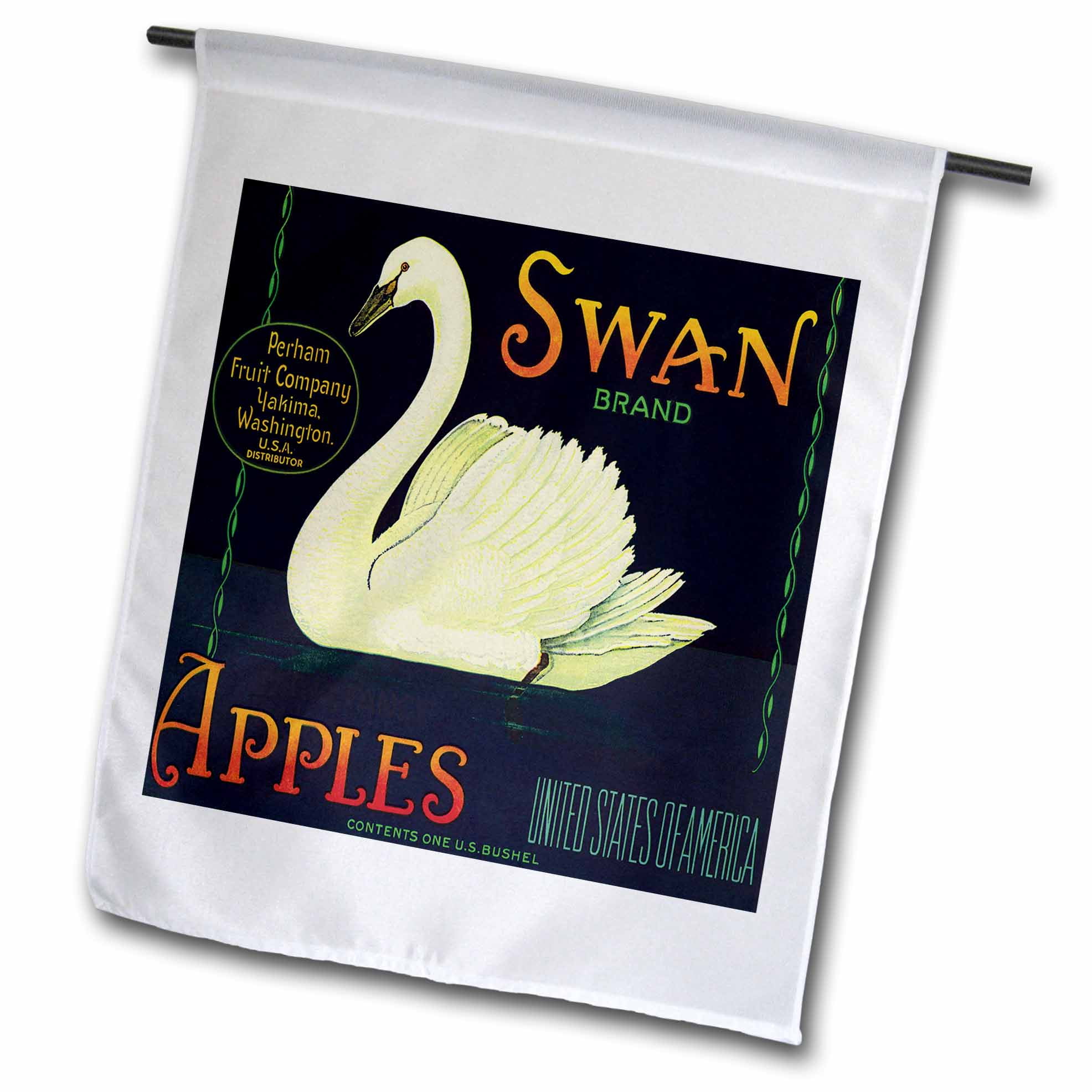 3dRose Swan Brand Apples Washington USA with White Swan Swimming in the ...