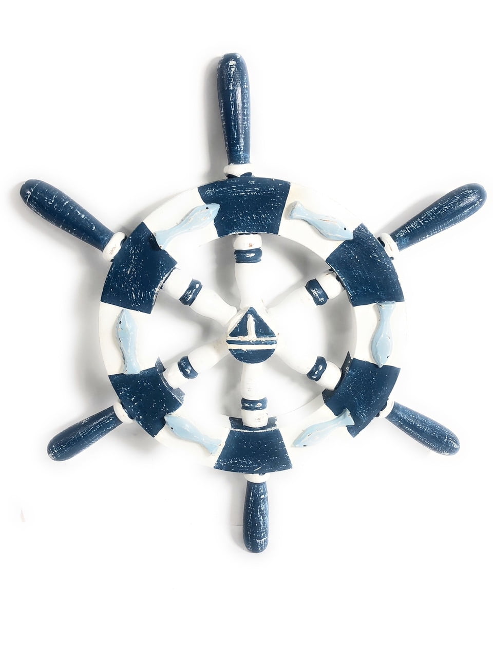 Decorative Ship Wheel 20" Wooden - Rustic Blue Nautical Decor | # ...