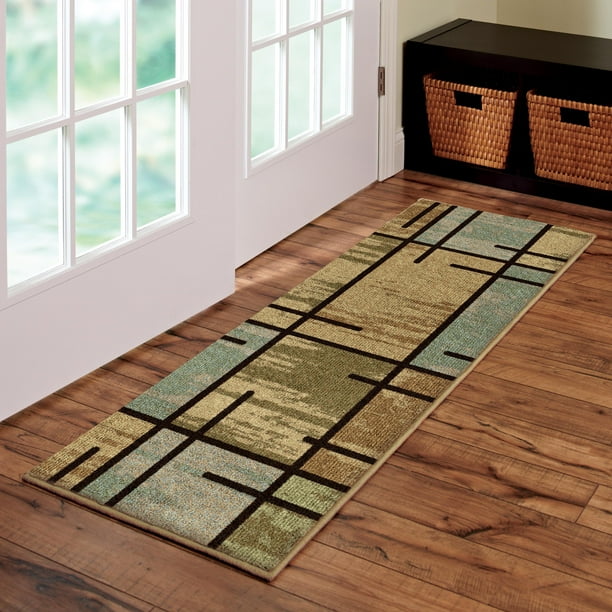 Better Homes & Gardens Spice Grid Area Rug, Blue, 1'10" x 5' Runner ...