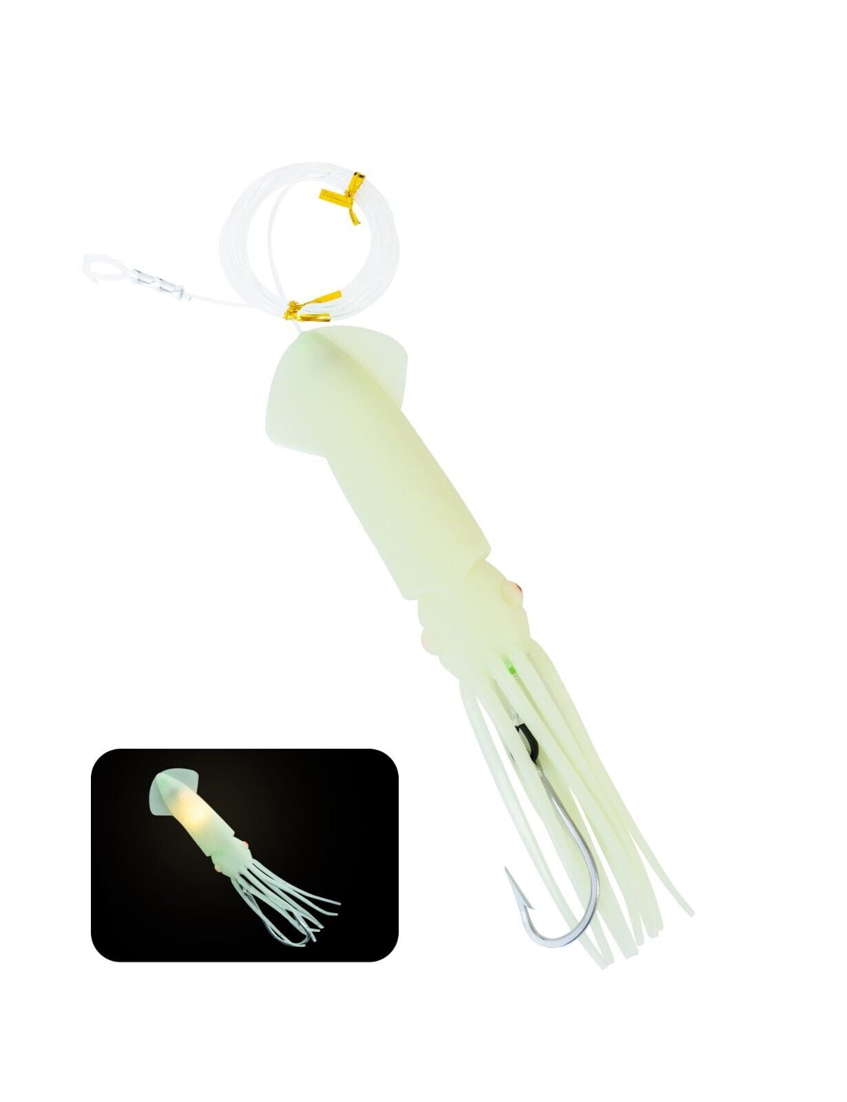BLUEWING 12in Lighted Glow Squid Lure 1pc LED Saltwater Fishing Lure ...