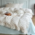 100% Cotton Muslin Duvet Cover Queen Blue Floral Bedding Set 3 PC ...