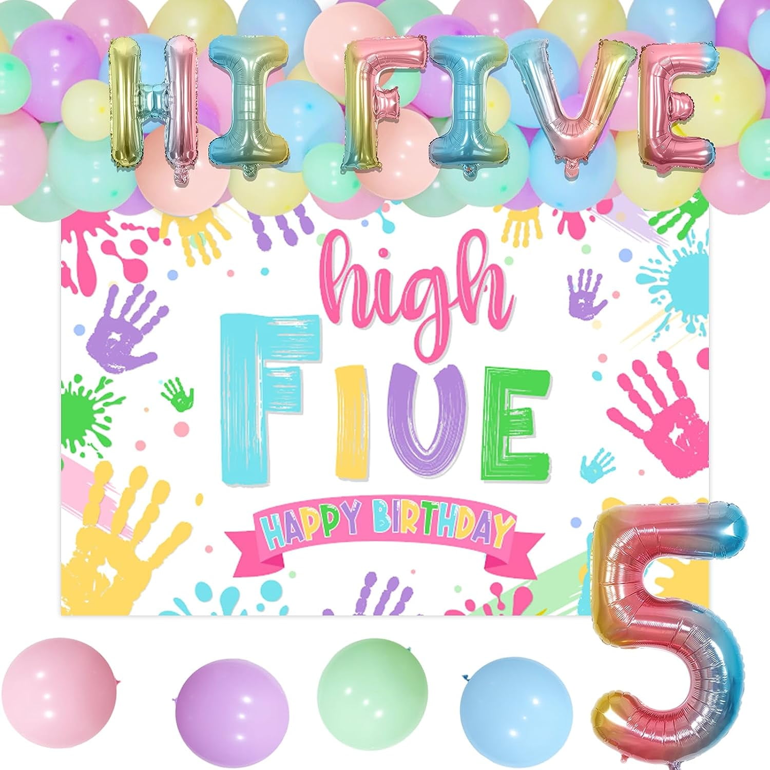 Hi Five Birthday Party Decorations for Girls, 5th Birthday Decorations ...