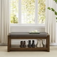 40Inch Upholstered Accent Bench Transitional Style with Lower Storage ...