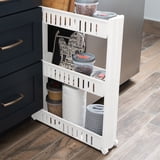 Simplify 3 Tier Slim Slide Out Storage Cart in White for Closets and ...