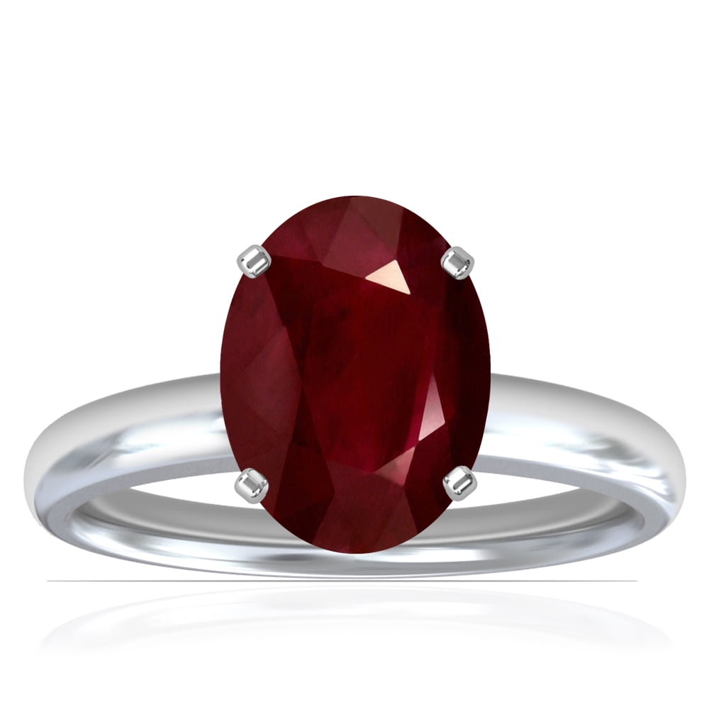 GemsNY July Birthstone - Traditional Oval Ruby Solitaire Ring (Grade ...