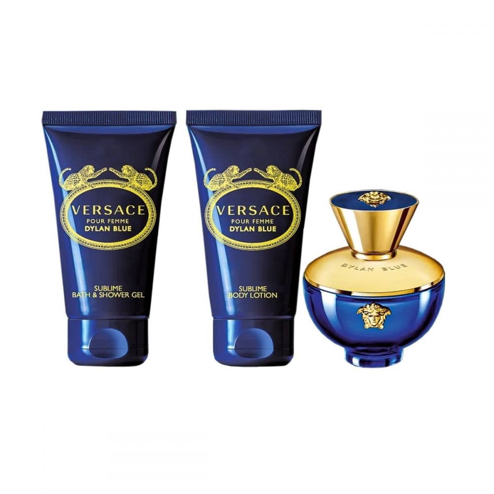 Set de perfume Versace Dylan Blue EDP de 50 ml, gel de baño y ducha y ...