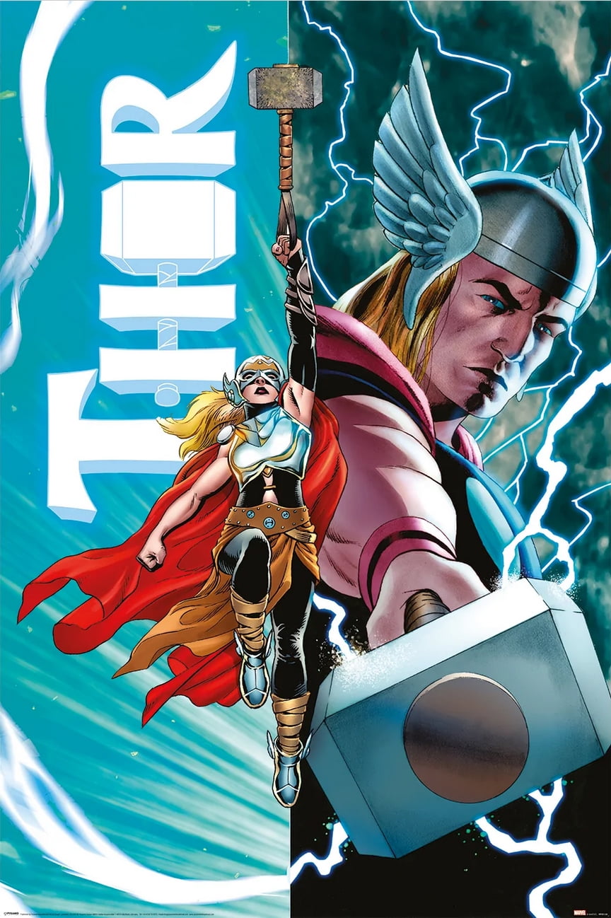 Thor - Marvel Comic Poster (Thor vs. Female Thor) (Size: 24" x 36 ...
