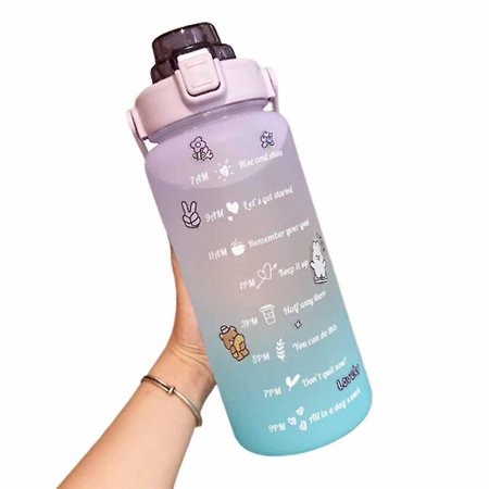 Bpa-free 2l Water Bottle With Straw Time Markings For Sports Cycling | Walmart Canada