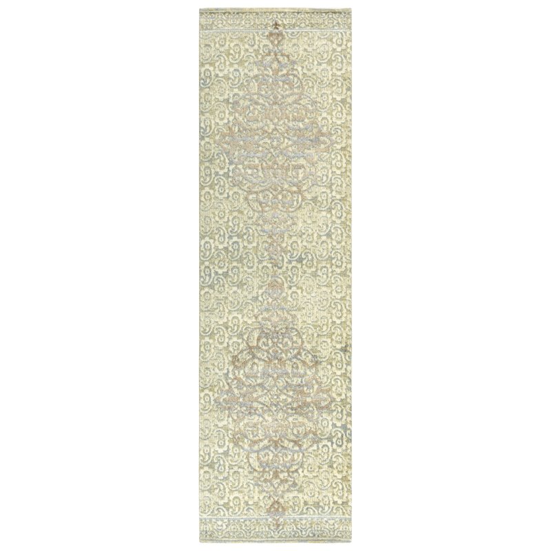 Alora Decor Essential 2'6" x 10' Medallion/Scroll Beige/Ivory Hybrid ...