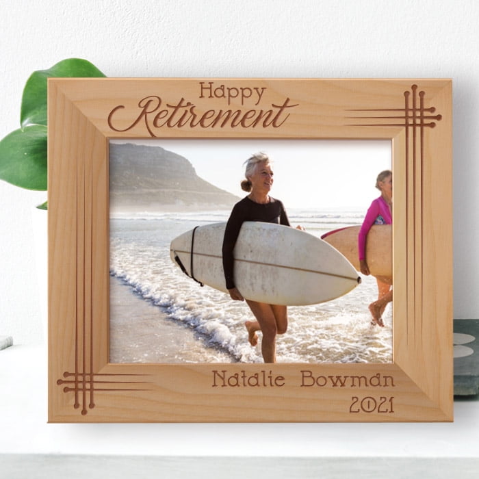 Happy Retirement Personalized Wooden Frame-10" x 8" Brown Horizontal ...