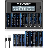 20 Pack AA Batteries 3000mAh 1.2V Ni-MH High Capacity AA Rechargeable Batteries with 5 Pack ...