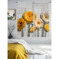 Daisy Flower Sheer Curtains for Living Room Bedroom Yellow Gray Floral ...