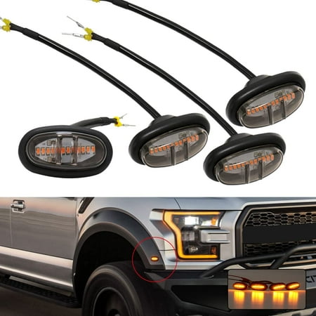 Fender Side Marker Lights for Ford F150 Raptor F250 F350 Fender Flare Light Smoked Lens 12 LED ...