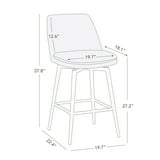 CHITA 27 inch Counter Height Swivel Bar Stools Low Back Set of 3, Metal ...