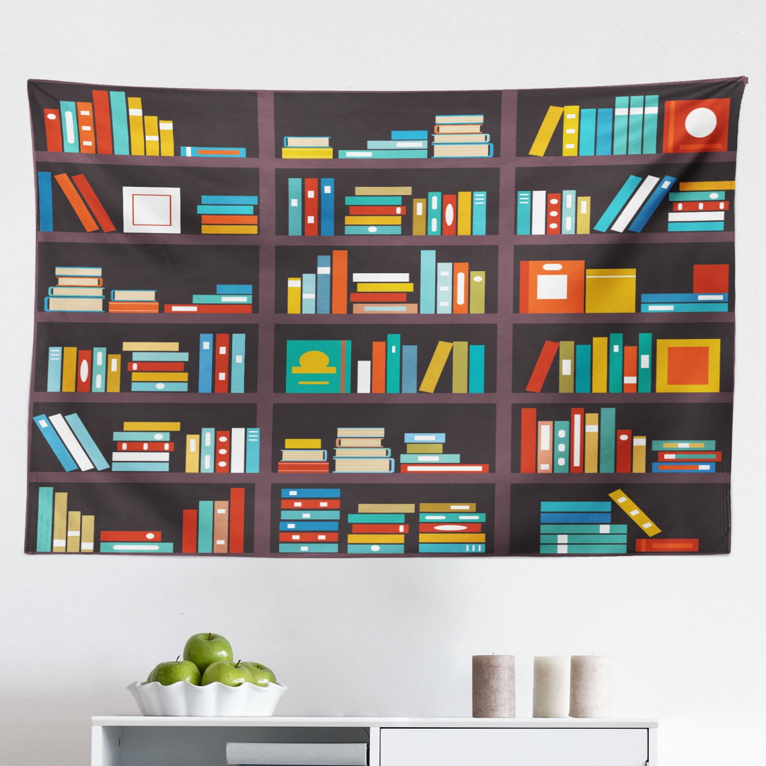 Bookshelf Tapestry, Photo of Extraordinary Wooden Shelves Shape as ...