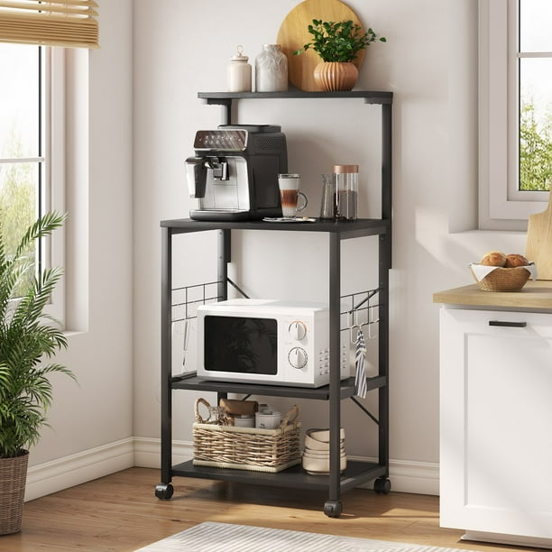 Bestier 4-Tier Kitchen Baker's Rack Storage Shelf Microwave Stand Cart ...
