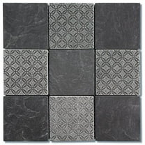 Intrend Tile LS019-S Basketweave Interlocked Mosaic - Black Slate ...