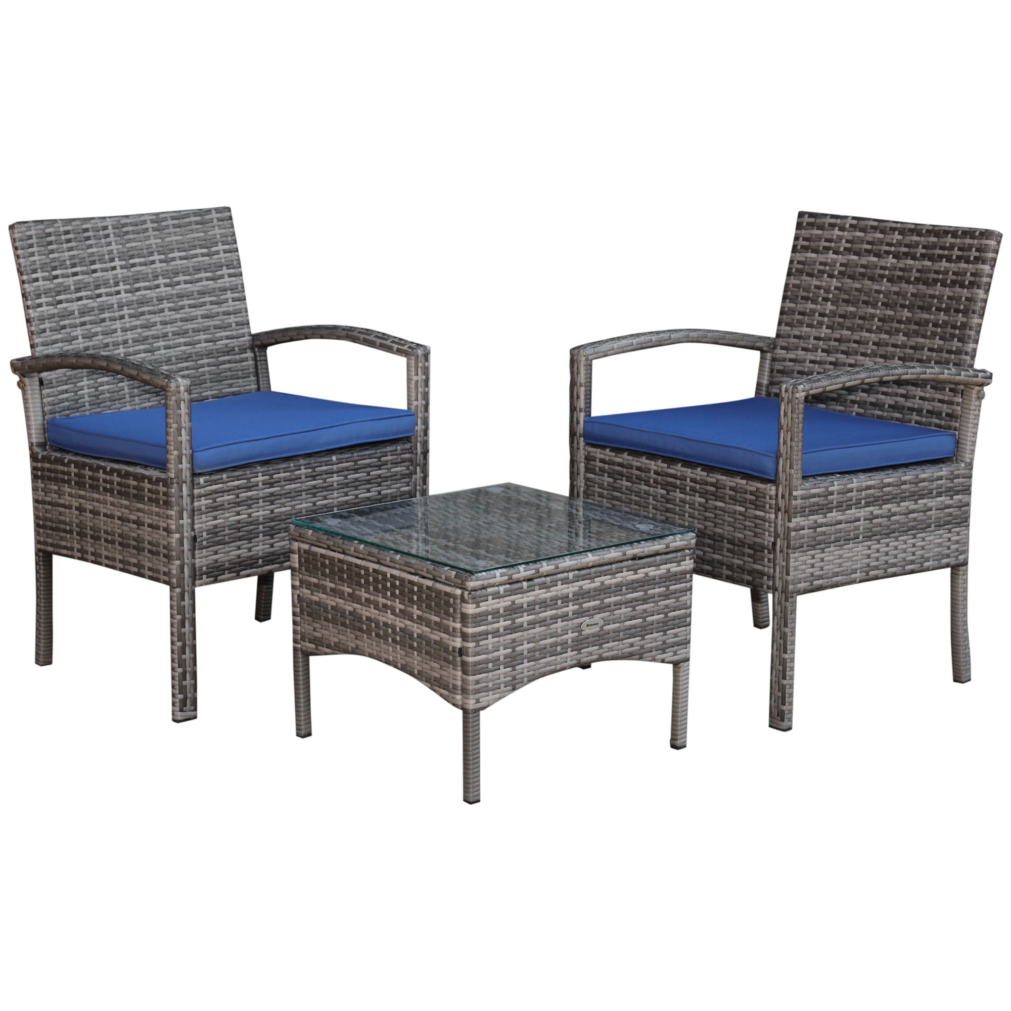 Click here for Outsunny Rattan Coffee Set Garden Chairs And Table... prices