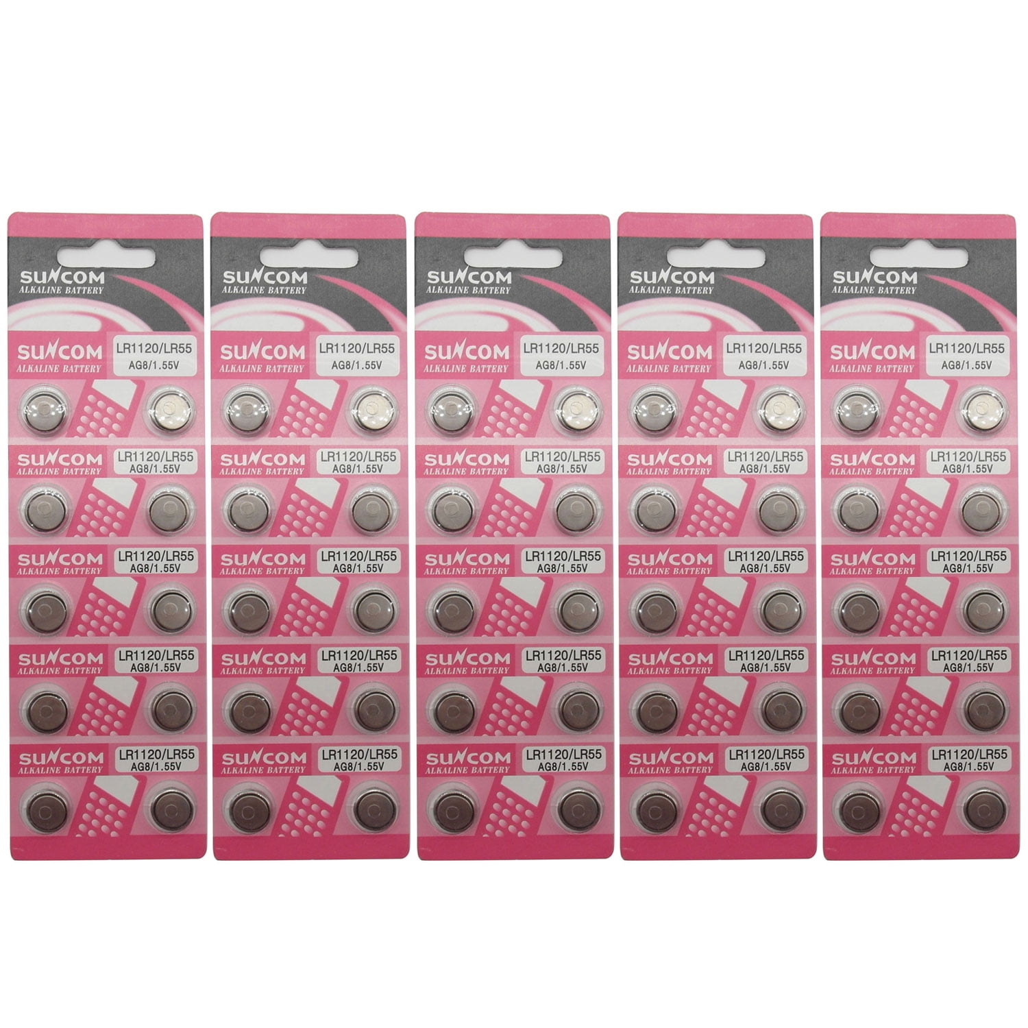 SUNCOM (50 pcs) AG8 Alkaline 1.5V Button Cell Battery Single Use LR1120 ...