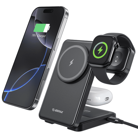 3-in-1 MagSafe Magnetic Wireless Charging Station - White - Walmart.com