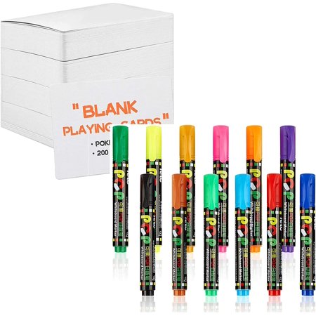 200 PCS Blank Playing Cards with 12 Pack Chisel Tip Markers | Walmart ...