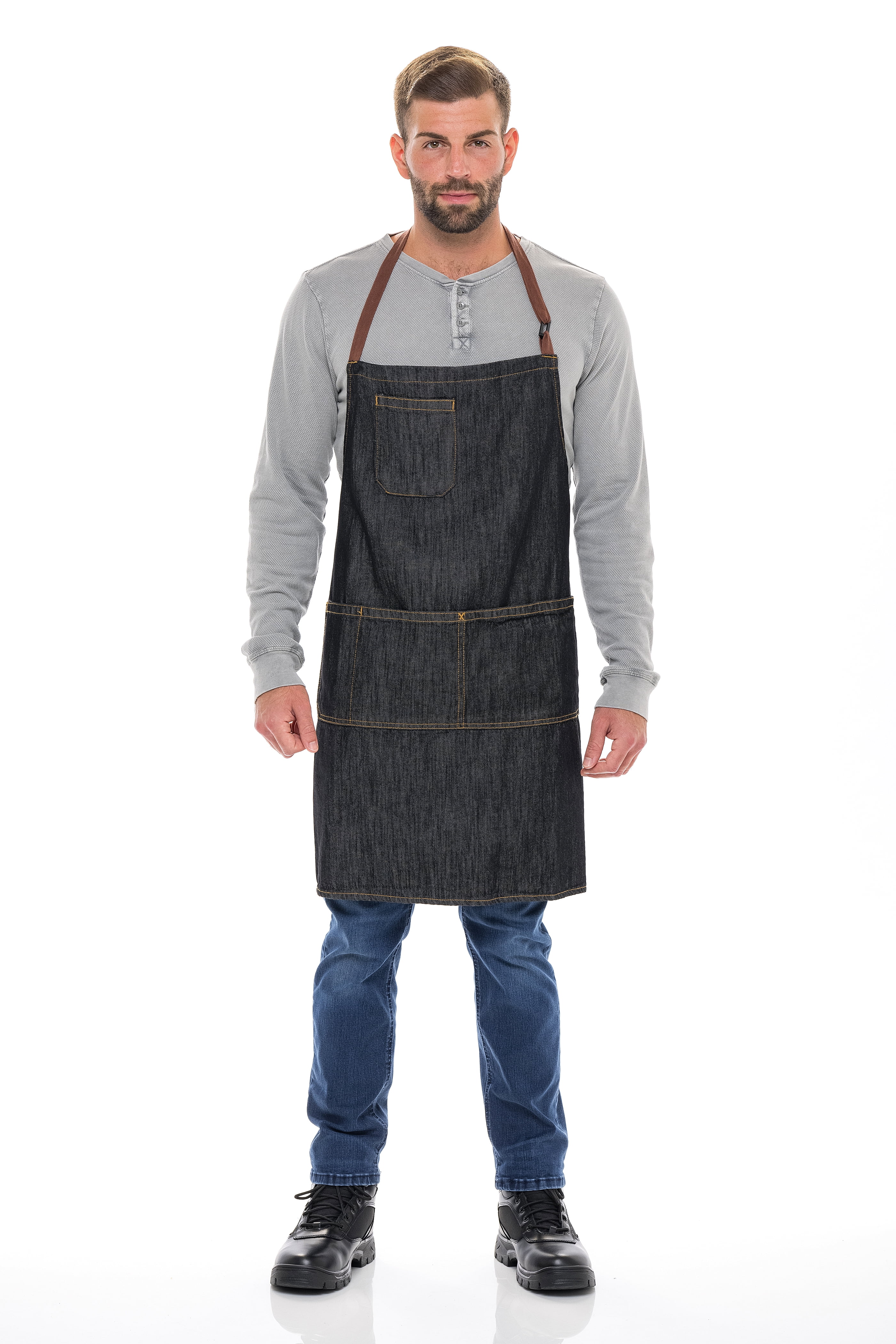 Heavy Duty Denim Work Apron With Pockets, Jean Bib Tool Apron for Men ...
