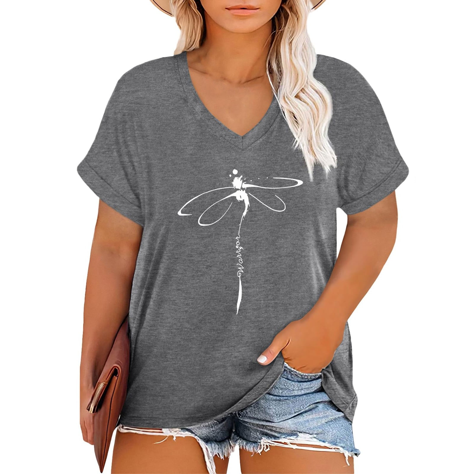 Click here for Ylhfashion Plus Size V Neck T Shirts Women Short S... prices