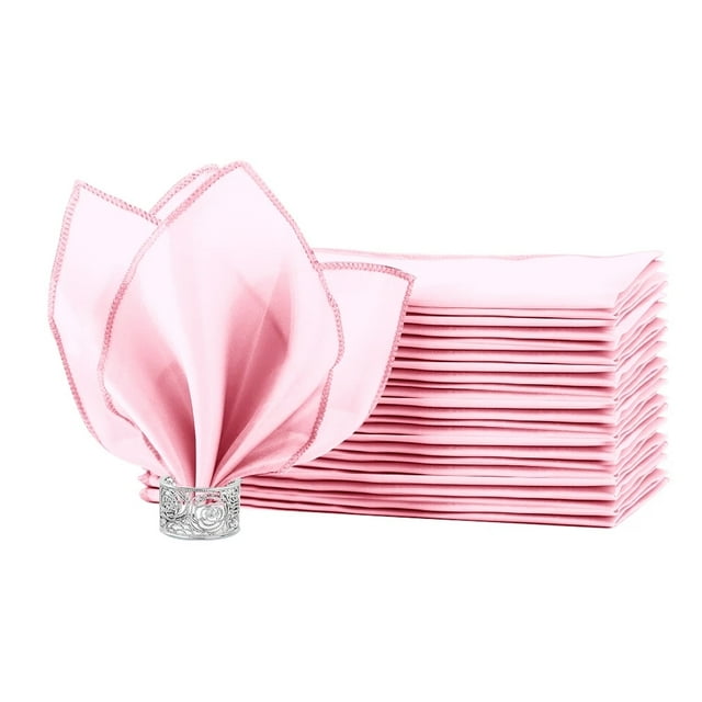 Touiyu 10 Pack Pink Cloth Napkins 12x12 inch Washable Polyester Dinner ...