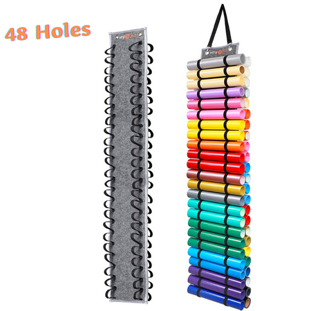 HTVRONT Vinyl Roll Holder, Vinyl Roll Storage with 48 Compartments ...