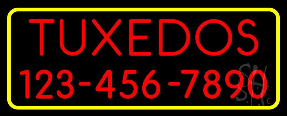 Tuxedos With Phone Number LED Neon Sign 10" Tall x 24" Wide - inches ...