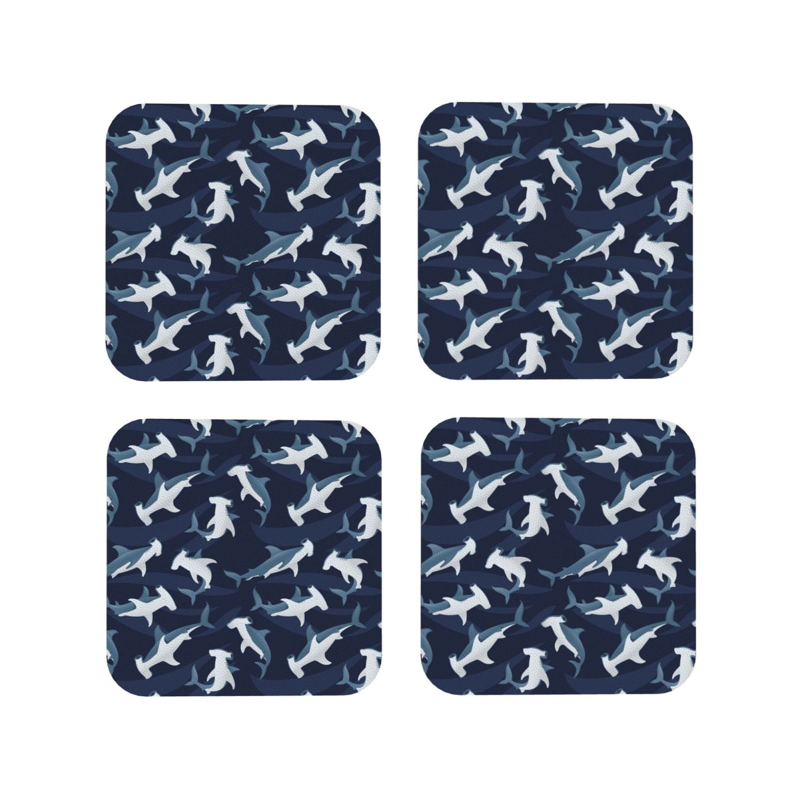 Cauagu Cute Shark for Coasters for Drinks Leather Coasters Set of 4 for ...