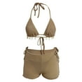 DGQPLPD Women's Boho Crochet Fringe Tie Detail Tankini Two Piece ...