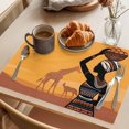Africa Black Women Cotton Linen Placemats Set of 2, Giraffe Animals ...