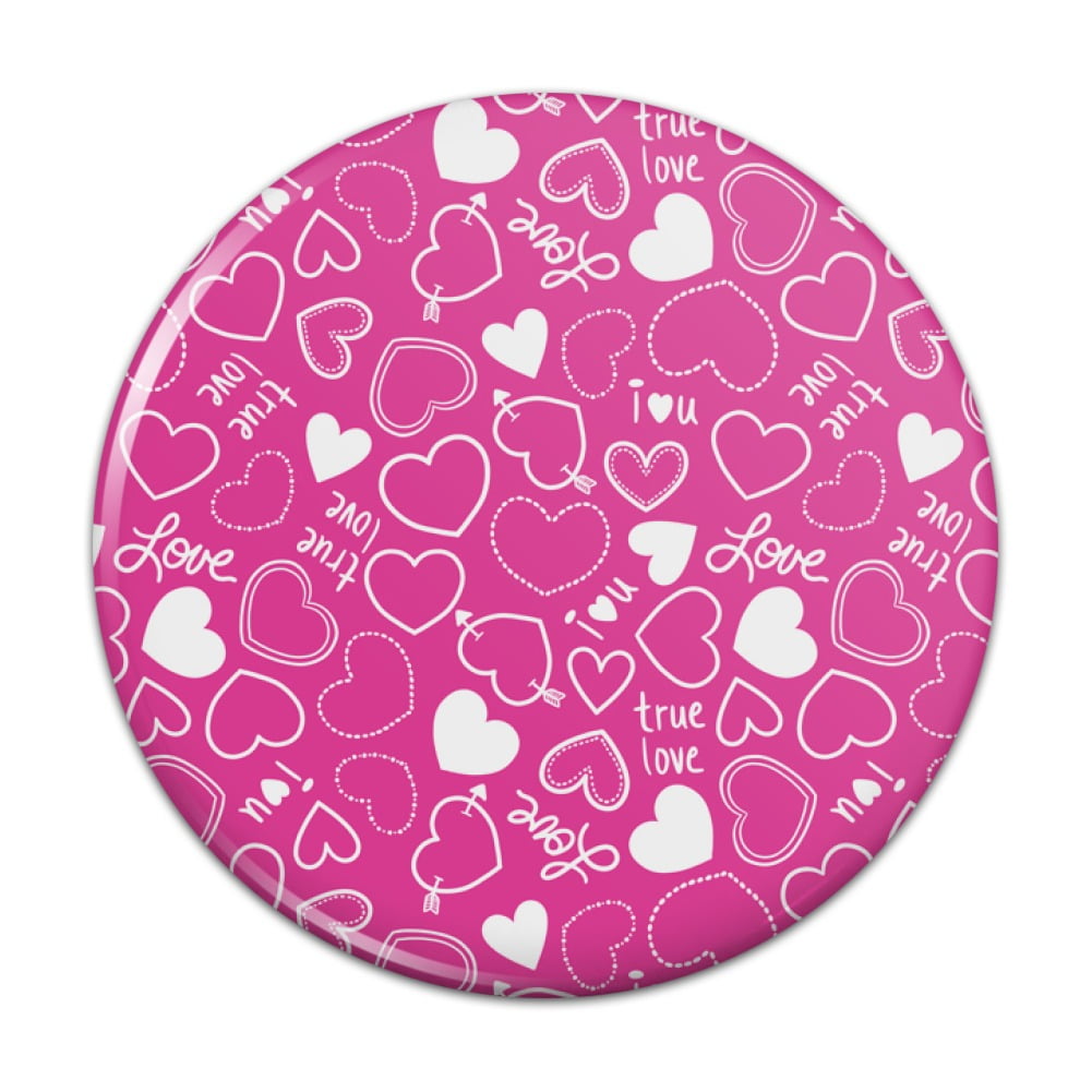 Cute Hearts Love Pattern on Pink Pinback Button Pin - Walmart.com