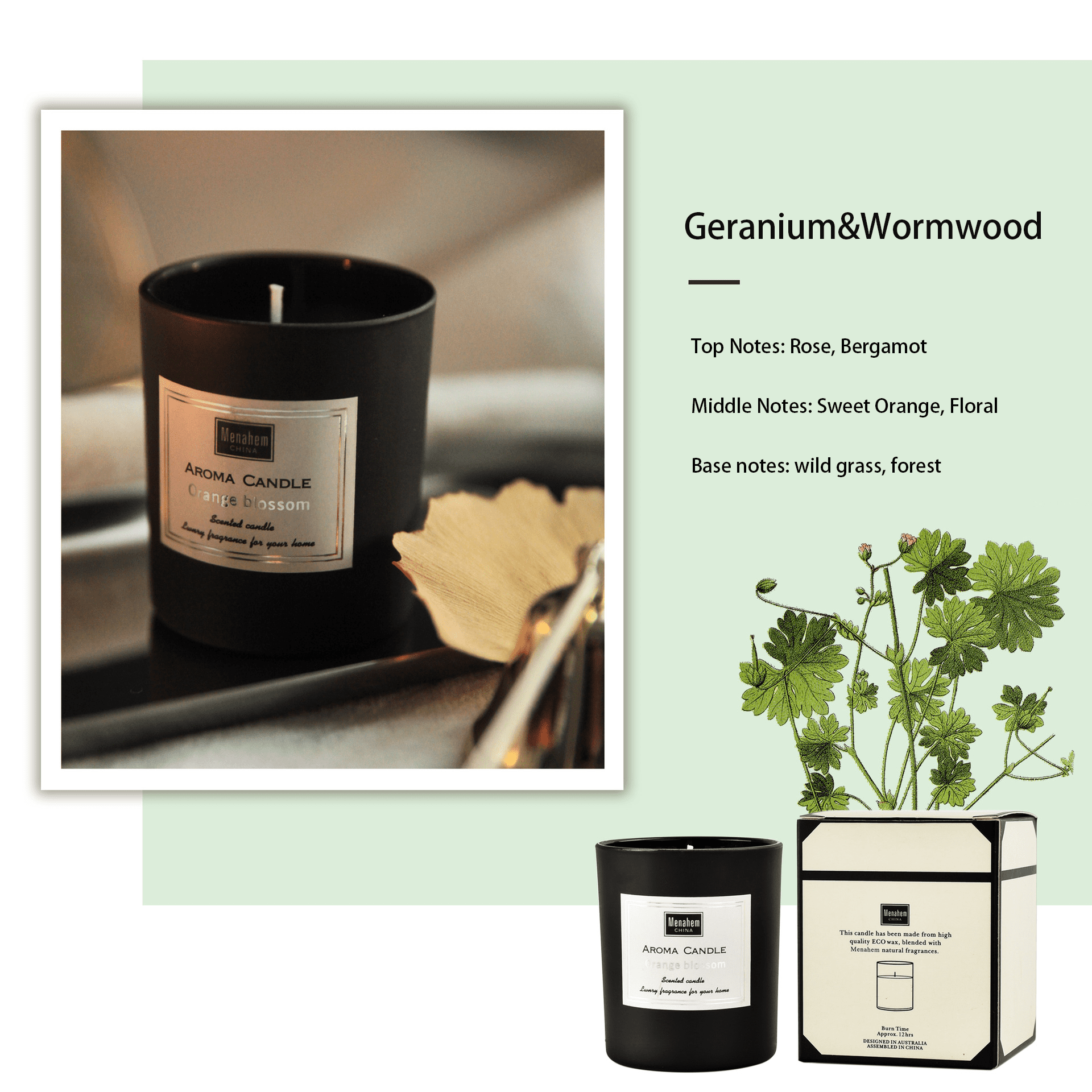 Narcissus Candle Geranium & Artemisia Scented,Classic Large Jar Single ...