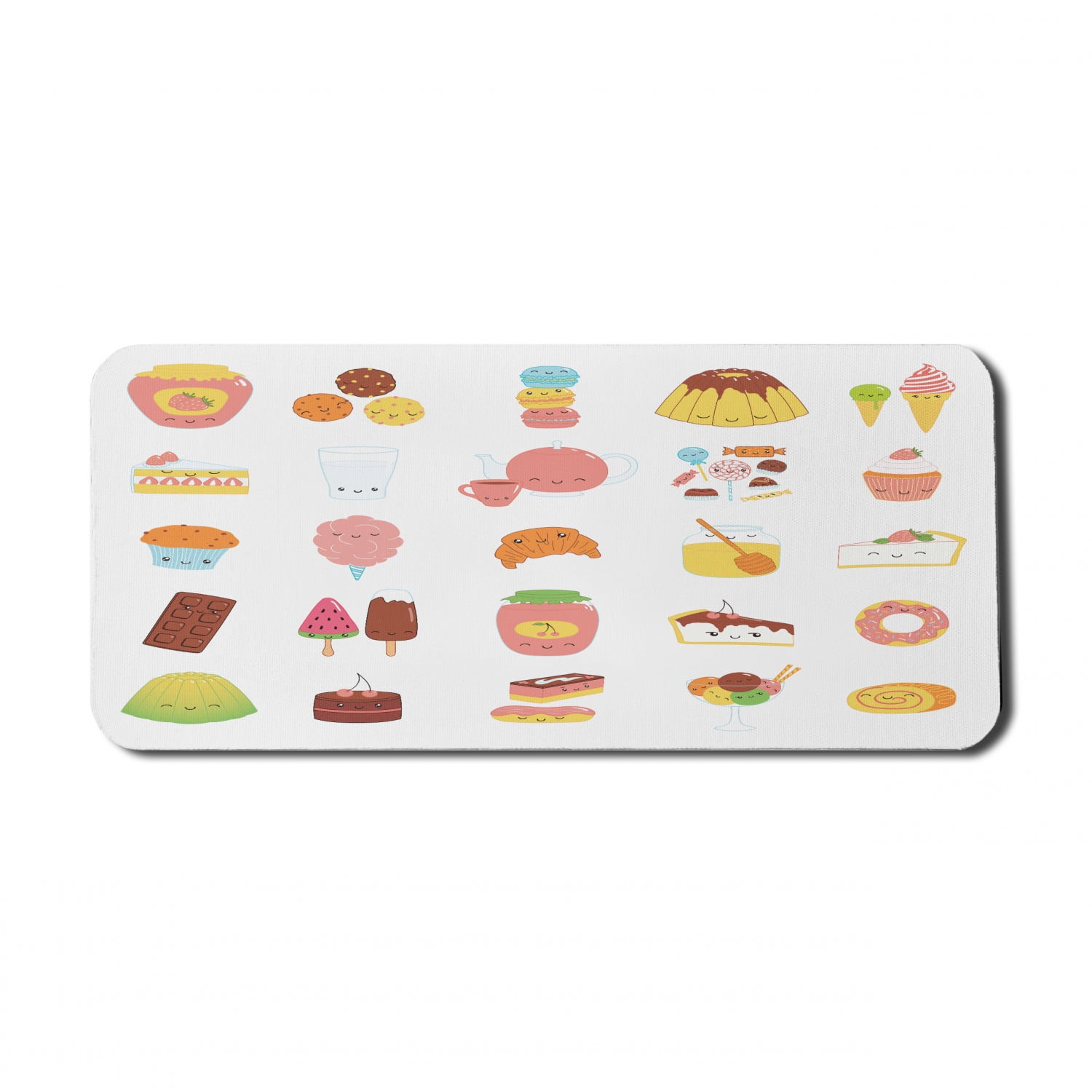 Food Computer Mouse Pad, Dessert Concept Sketches Ice Cream Donut Cake ...
