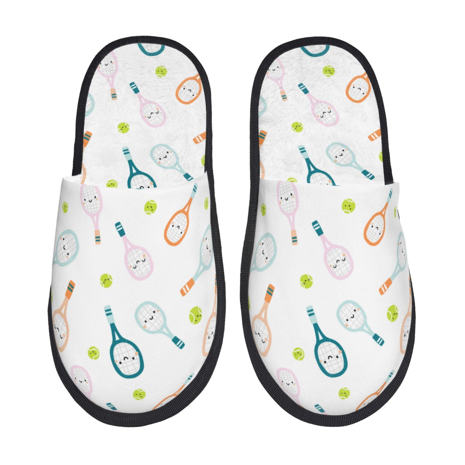 Fotbe Cute Tennis Rackets Pantuflas Peludas para Mujer con Estampado ...