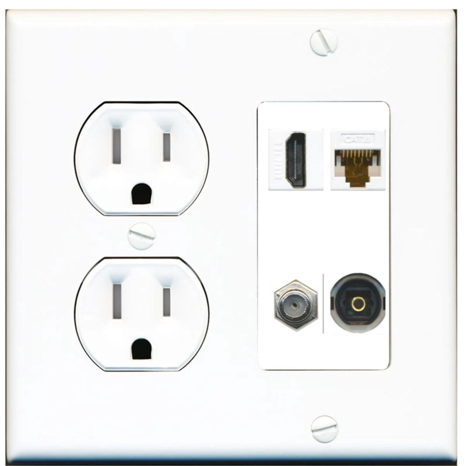 Ultra Spec Cables 1 Port HDMI Coax Cat6 Toslink Wall Plate w/Tamper ...